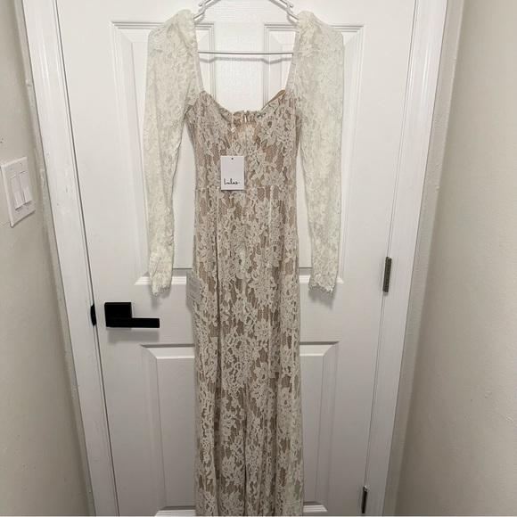 Lulus | Dresses | Lulus Wedding Dress Together In Bliss White Lace Long ...
